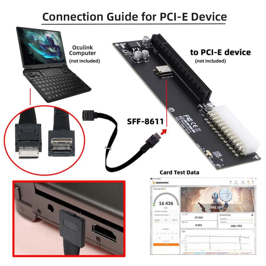 cablecc PCIe 4.0 OcuLink PCI-Express SFF-8611 4i to SFF-8611 データアクティブケーブル ダ : s-b0d93y4wpy ...