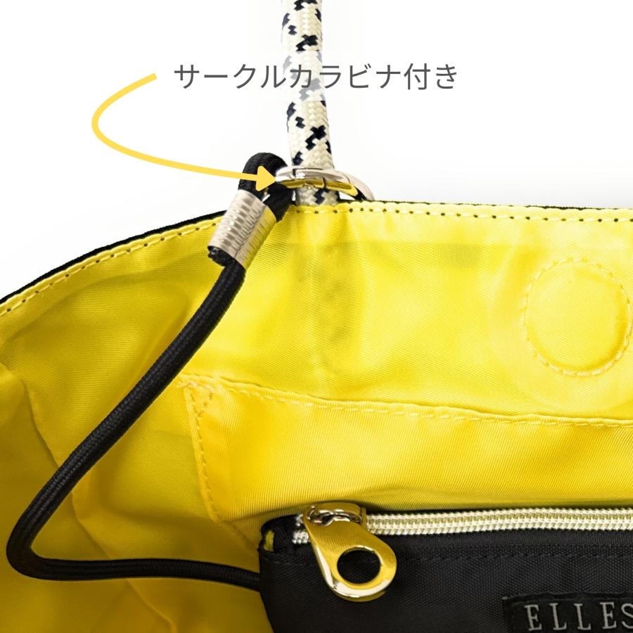 ELLE SPORT エル スポーツ E23 ロープハンドル トートバッグ Lサイズ ブラック（BLACK) 軽量 はっ水 ミニポーチ付き サークルカラビナ付き : TOKYO WING ...
