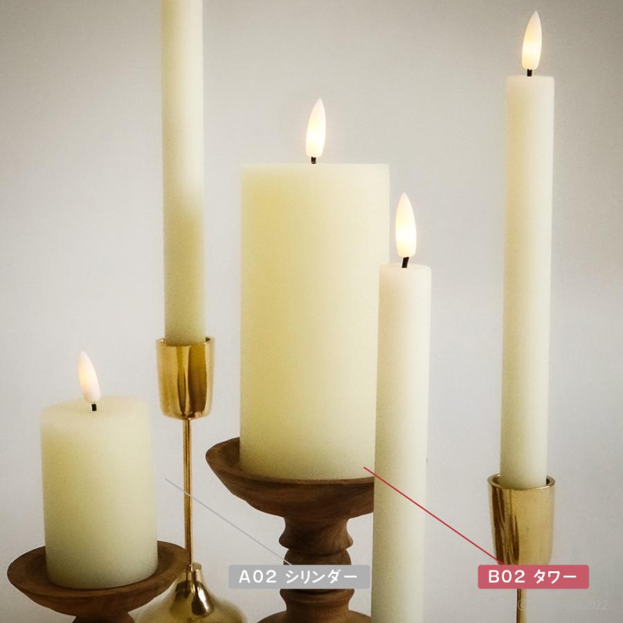 LED ライト キャンドル 「B02 タワー」 高さ17.5cm 1本(タイプB：直径7.5cm) ゆらぎ 灯り ろうそく パラフィンワックス 電池式 電池付属 : FrameCueの撮影雑貨 ...