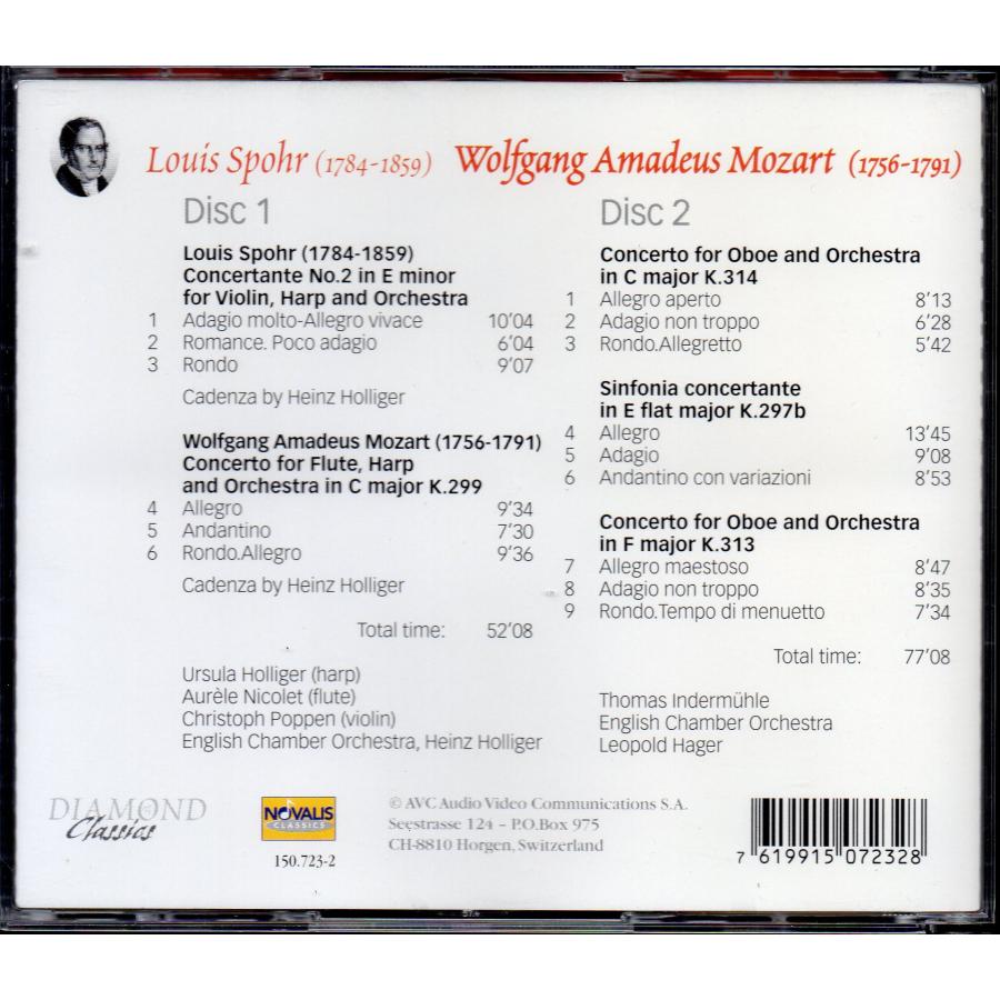 モーツァルト：fl&hp協奏曲，ob協奏曲 他 ニコレ(fl) Uホリガー(hp) インデアミューレ(ob) 他 （NOVALIS＊150723・2CD） : ファルスタッフ - 通販 ...