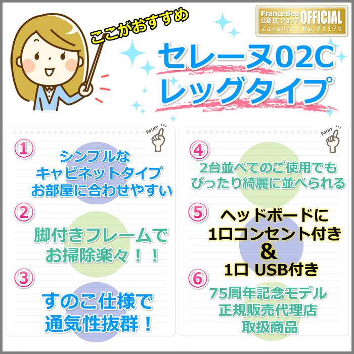 フランスベッド セレーヌ02C DRタイプ マットレス AN-DLX N AgPW MON付き セミダブル【開梱組立設置無料】75周年記念 すのこ床板 コンセント USB 引き出し付き ...