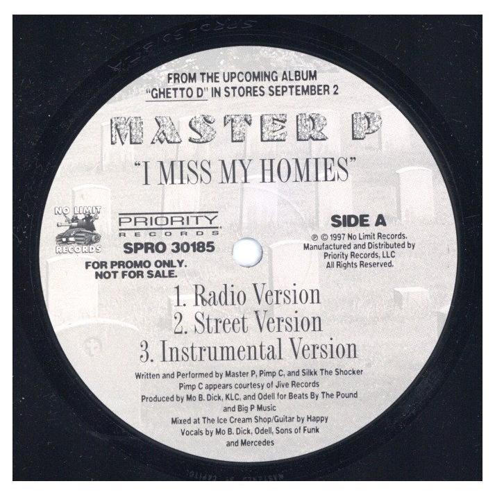 【レコード】MASTER P - I MISS MY HOMIES (Promo) 12" US 1997年リリース : フリークスレコード ...