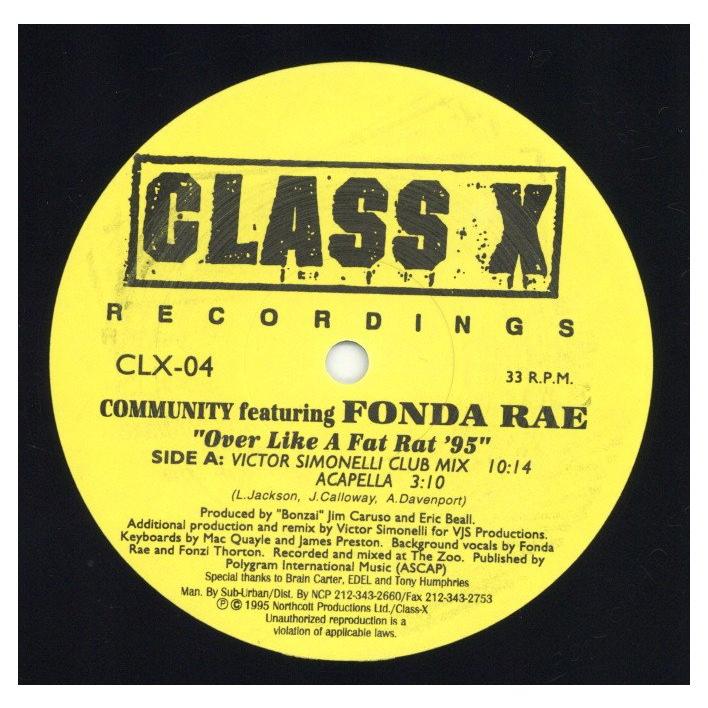 【レコード】COMMUNITY feat Fonda Rae - OVER LIKE A FAT RAT '95 (RI) 12" US ...
