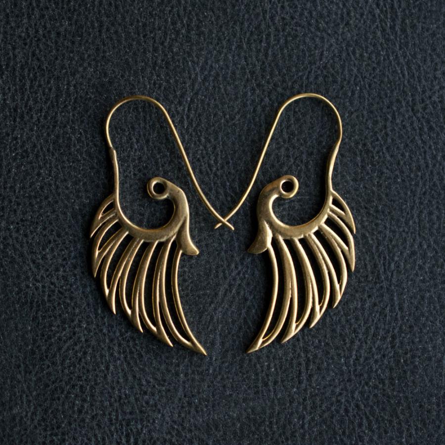 ブラス トライバルピアス 037 真鍮 民族模様 エキゾチック エスニック 羽根 フェザー : Freaky Hands - 通販 - Yahoo!ショッピング