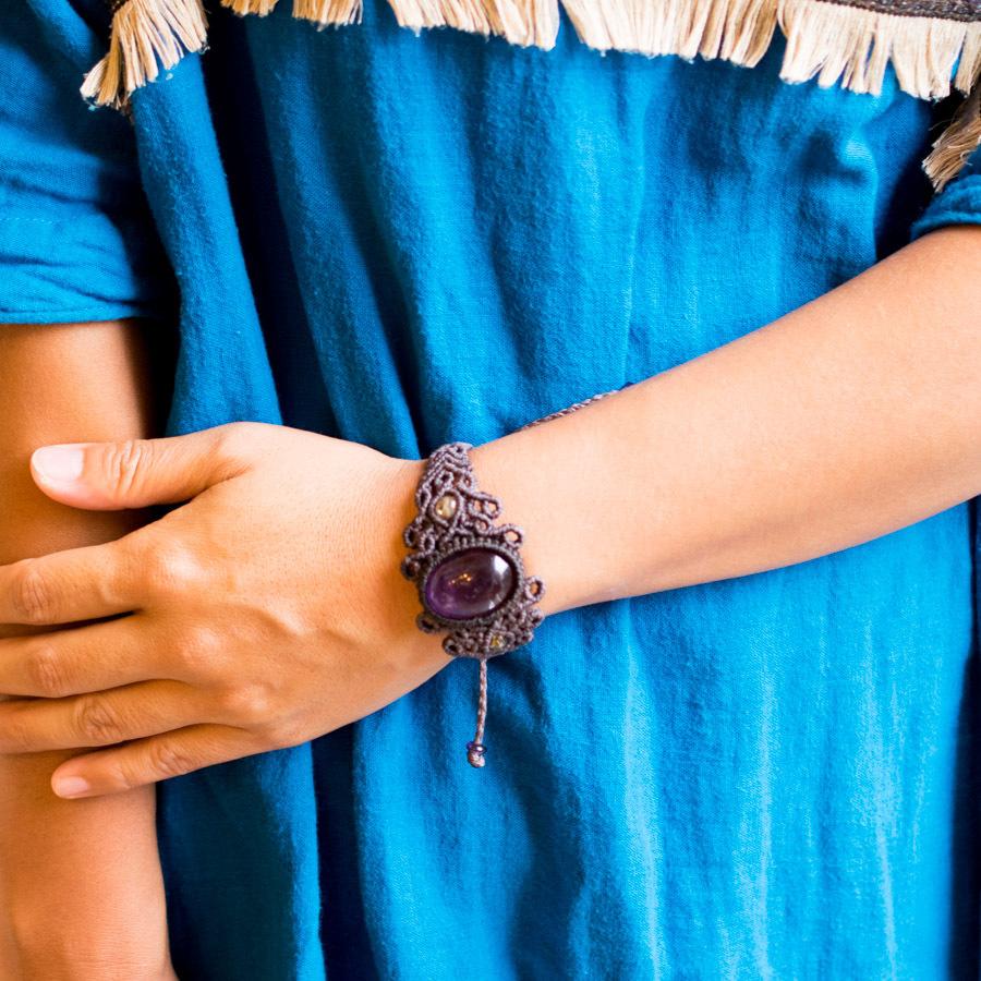 アメジスト マクラメ ブレスレット 011 天然石 アクセサリー ハンドメイド 紐編み :MC-BR011:Freaky Hands - 通販 - Yahoo!ショッピング