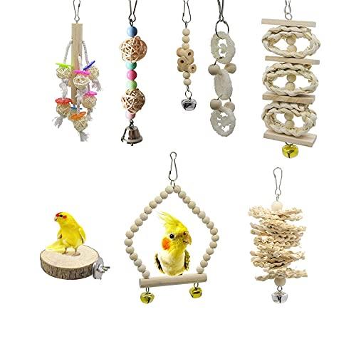 YFFSFDC バードトイ 8点セット 鳥の遊び場 原木 吊り下げ 鈴 ブランコ オウム おもちゃ 噛む玩具 鳥グッズ インコおもちゃ ストレス : FREE-Store - 通販 ...