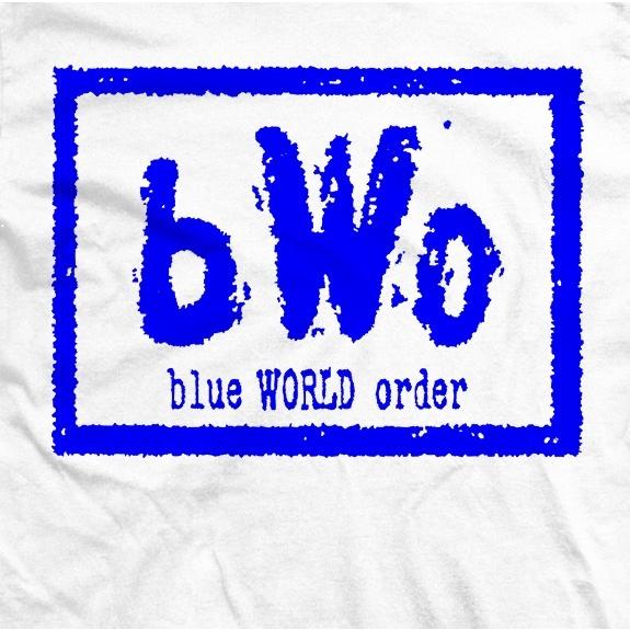 GILDAN ブルー・ミーニー Tシャツ「BLUE MEANIE Blue World Order bWo ロゴTシャツ（ホワイト）」アメリカ ...