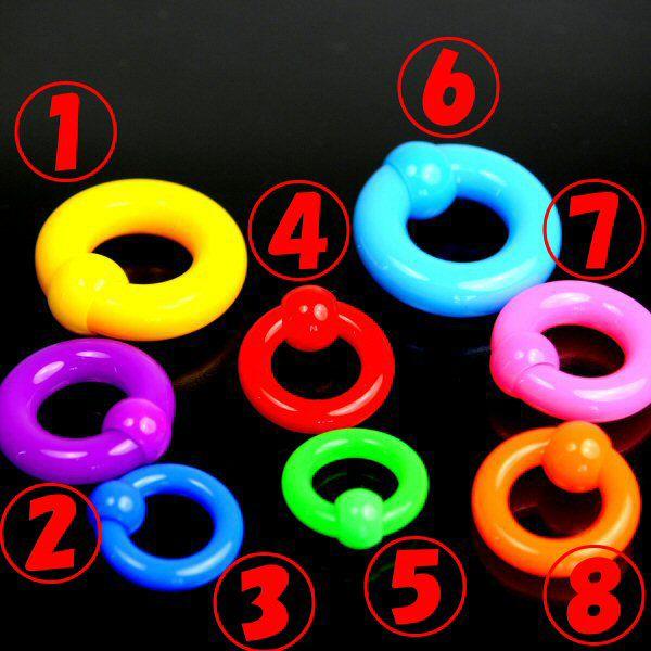 ボディピアス 6G (4mm) ビビッドカラー BCR UVアクリル VIVID キャプティブ ビーズ リング サークルリング CBR ボール クロージャー リング【メール便対応】┃ ...
