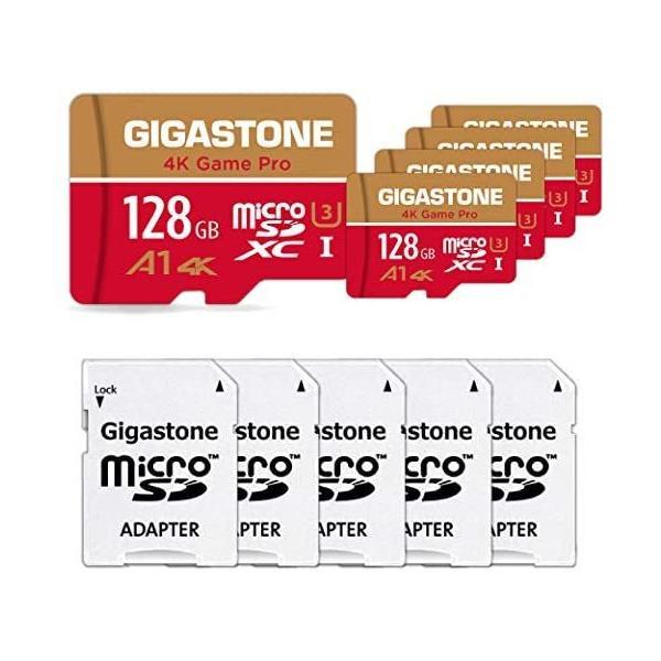 5年 Gigastone Micro SD Card 128GB マイクロSDカード A1 V30 5 Pack アダプタ付き : フリージア ...