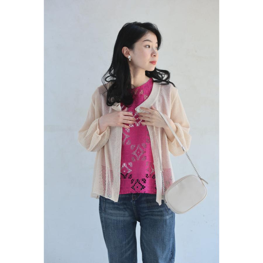 華やかピンクのブロックレースカットソーとロングスカート2点セット