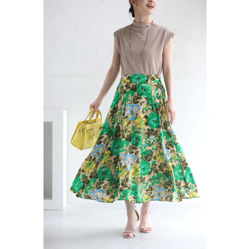 SからL対応 鮮やかな花描くミディアムスカート : CAWAII - 通販 - Yahoo!ショッピング