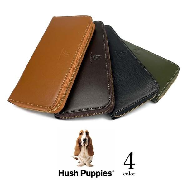 Hush Puppies (ハッシュパピー) 牛革 × ピッグレザー（豚革）ラウンドジップ 長財布 : hp0610 ...