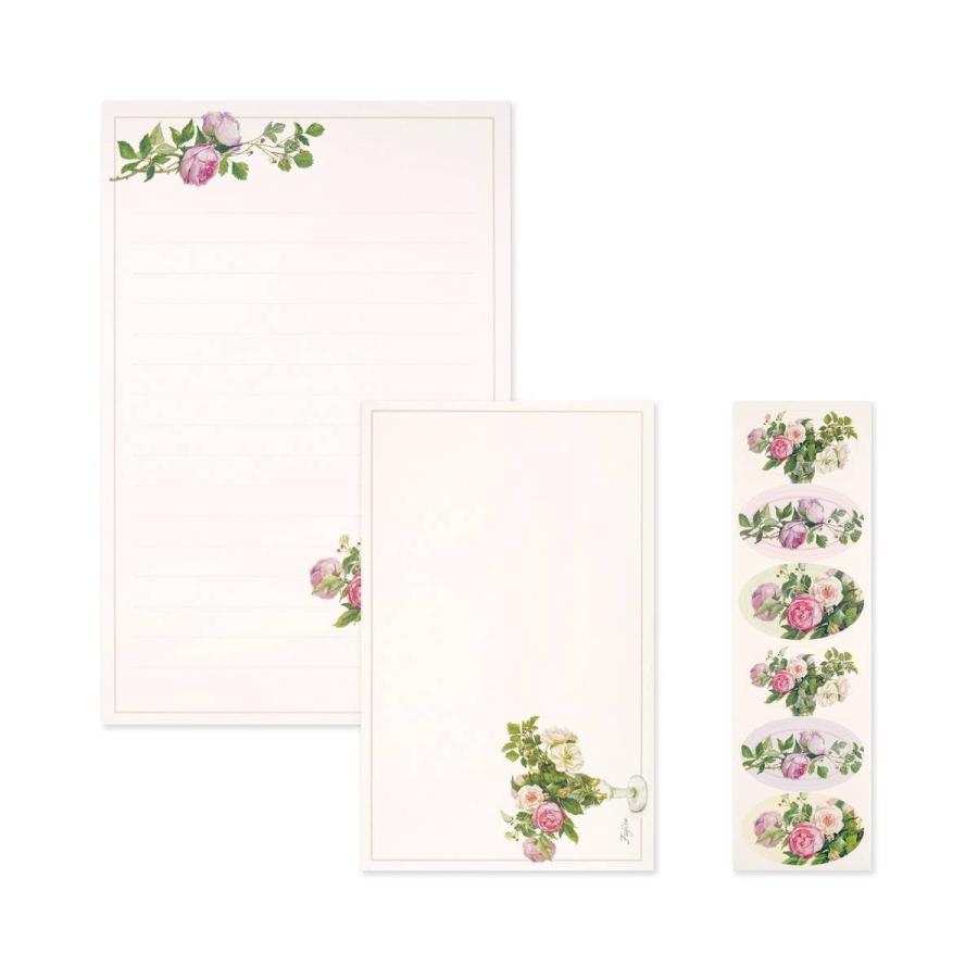 【FSC認証製品・森林認証紙使用】 レターセット シール付 橋本不二子 ローズ｜lst-244 便箋12枚 封筒6枚 封緘シール6枚 罫線あり ...