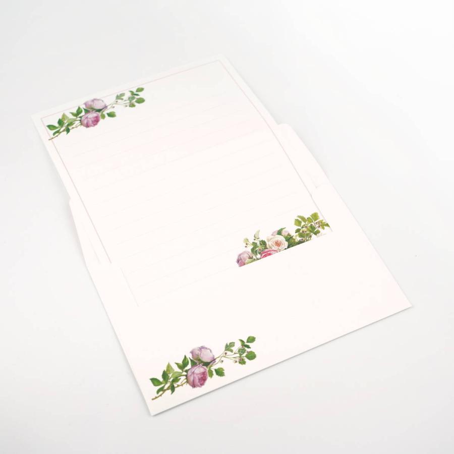 【FSC認証製品・森林認証紙使用】 レターセット シール付 橋本不二子 ローズ｜lst-244 便箋12枚 封筒6枚 封緘シール6枚 罫線あり ...