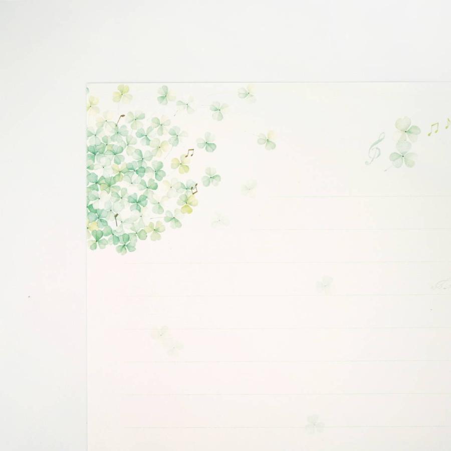 【FSC認証製品・森林認証紙使用】 レターセット シール付 音符クローバー｜lst-246 便箋12枚 封筒6枚 封緘シール6枚 罫線あり ...