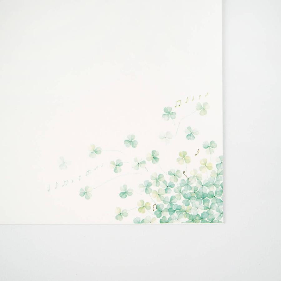 【FSC認証製品・森林認証紙使用】 レターセット シール付 音符クローバー｜lst-246 便箋12枚 封筒6枚 封緘シール6枚 罫線あり ...