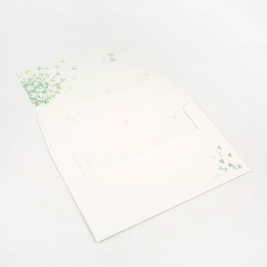 【FSC認証製品・森林認証紙使用】 レターセット シール付 音符クローバー｜lst-246 便箋12枚 封筒6枚 封緘シール6枚 罫線あり ...