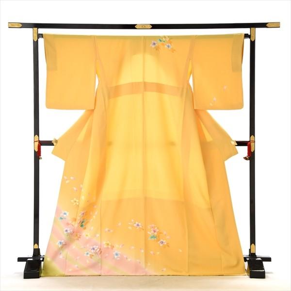夏用単衣訪問着 レモンイエロー洋花の集い (裾) 身長160cm 夏用単衣訪問着 レモンイエロー洋花の集い (裾) 身長160cm
