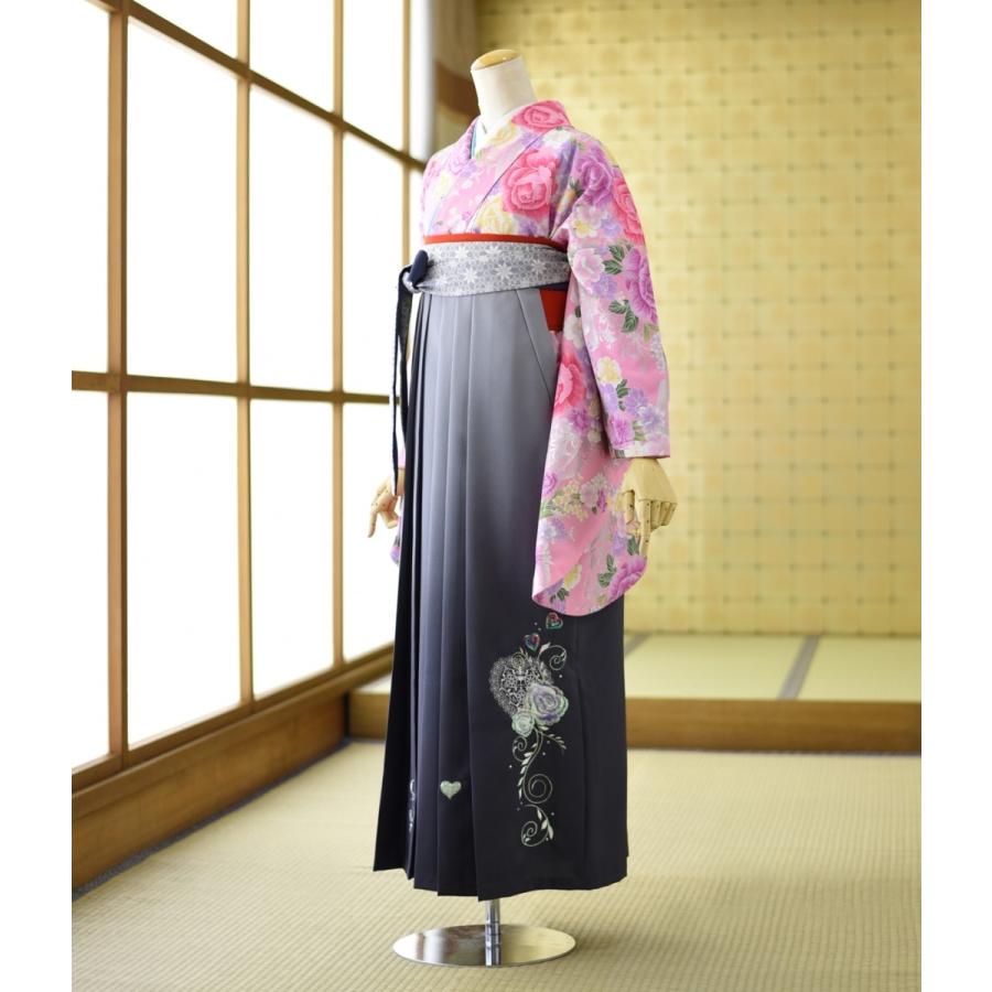 卒業式 女子袴 レンタル 着物 ViViピンクバラ 袴 ViViグレー