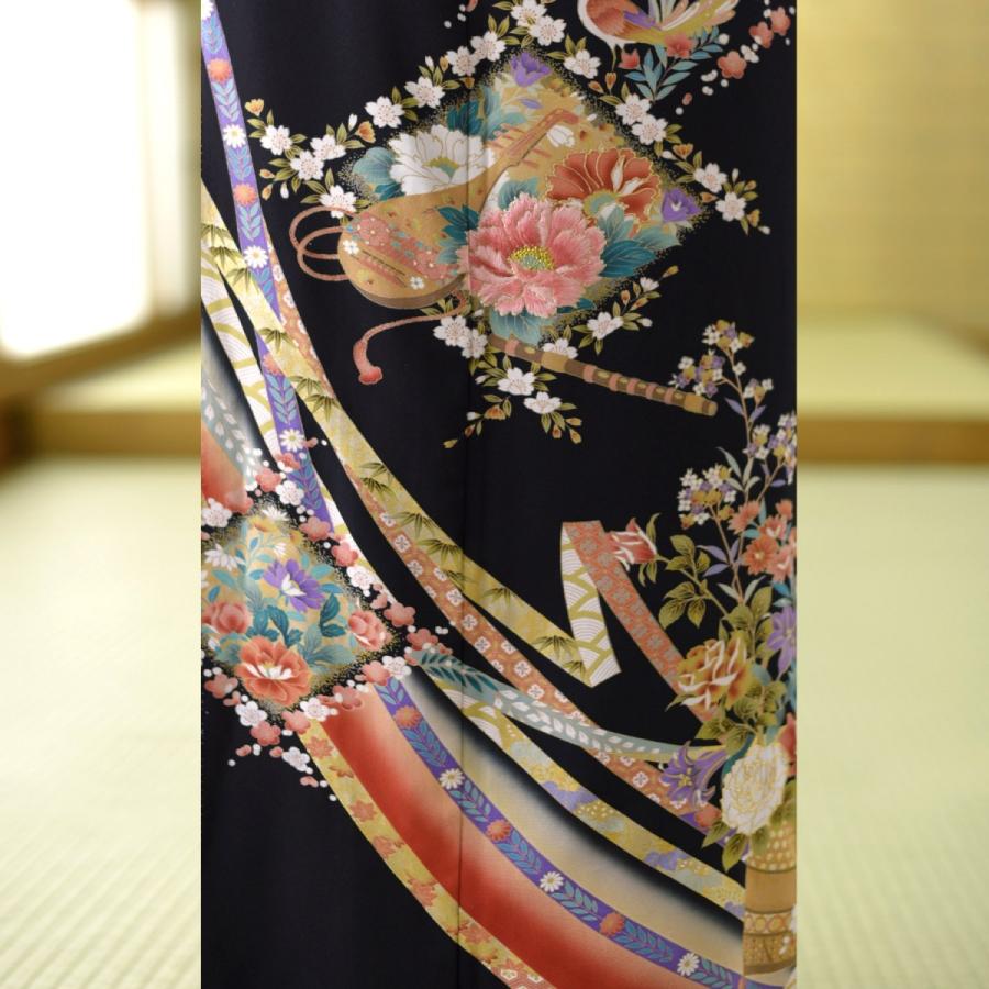 留袖 レンタル 花菱のしめ《身長》146cm〜158cm位 黒留袖 正絹 留袖 レンタル 花菱のしめ《身長》146cm〜158cm位 黒留袖 正絹