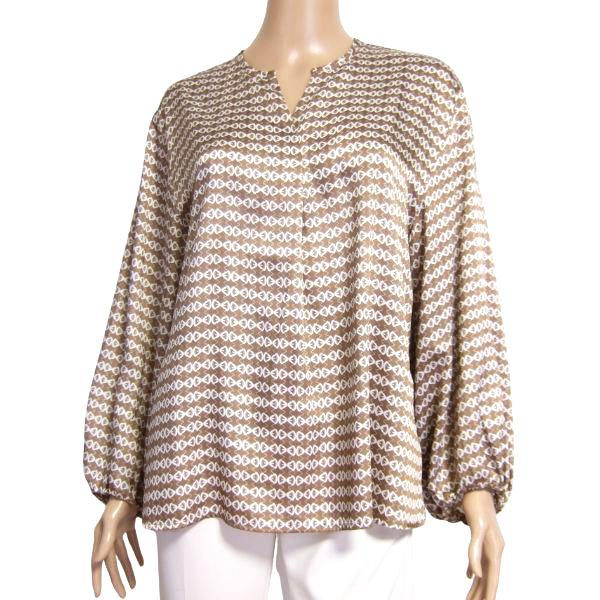 ドゥクラッセ 新品同様/ドゥクラッセ DoCLASSE チュニック 大きいサイズ 表記 15号 3L 相当 古着 茶 ブラウン レディース 春 夏 トップス 幾何学柄 長袖 : フルフル ...