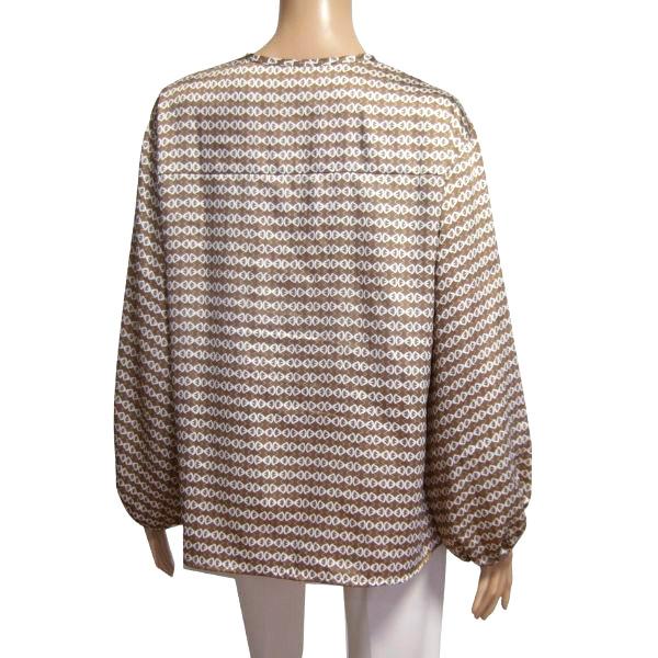 ドゥクラッセ 新品同様/ドゥクラッセ DoCLASSE チュニック 大きいサイズ 表記 15号 3L 相当 古着 茶 ブラウン レディース 春 夏 トップス 幾何学柄 長袖 : フルフル ...