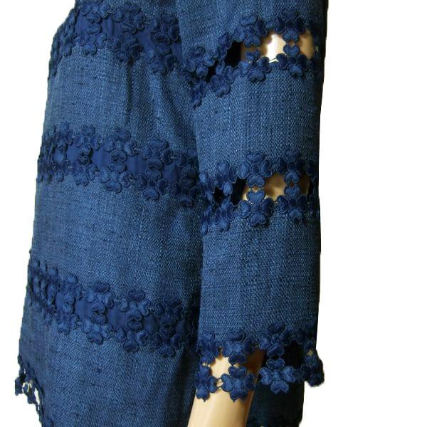 ドゥクラッセ 美品/ドゥクラッセ DoCLASSE チュニック カットソー 大きいサイズ 表記 13号 LL 相当 古着 青 群青色 レディース 春 夏 トップス レース : フルフル ...