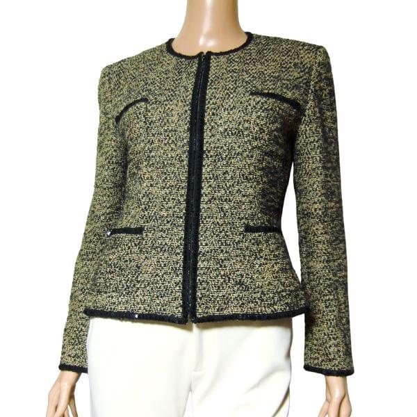 miss ashida 美品/ミスアシダ ノーカラージャケット 表記 9号 М 相当 古着 黒系 レディース 秋 冬 アウター ウール ツイード スパンコール : フルフルマーケット ...