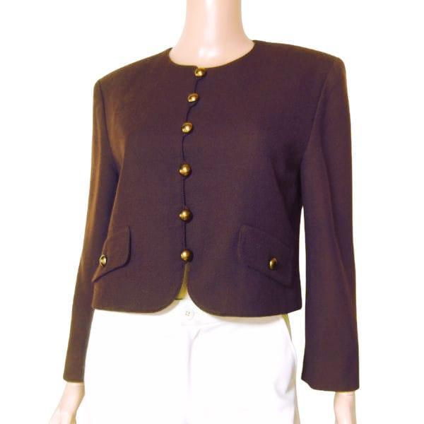 miss ashida 美品/ミスアシダ ノーカラージャケット 表記 9号 М 38号 相当 古着 紫 レディース 秋 冬 アウター 毛100 ウール クラシカル : フルフルマーケット ...