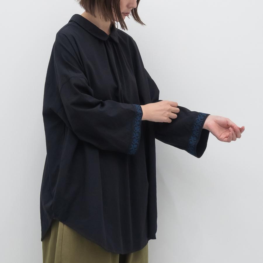 SUN VALLEY [公式ストア] サンバレー / コットン 平織 ライン刺繍 2WAY ビッグブラウス : cafe Four Seasons - 通販 - Yahoo!ショッピング