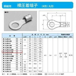 丸形圧着端子(R形)：R1.25-3.5S : ヨナシンホーム ヤフー店 - 通販 - Yahoo!ショッピング