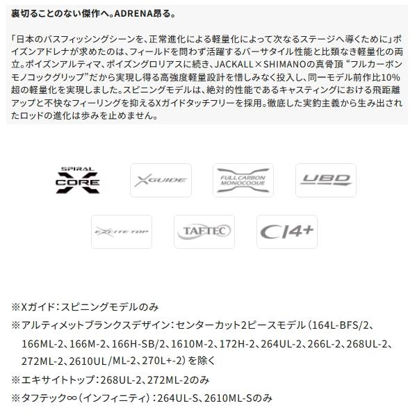 シマノ ≪'24年3月新商品！≫ '24 ポイズン アドレナ 266L 〔仕舞寸法 173.8cm〕 【保証書付】 【大型商品1/代引不可】 : 釣具総合卸売販売 フーガショップ2 - 通販 ...