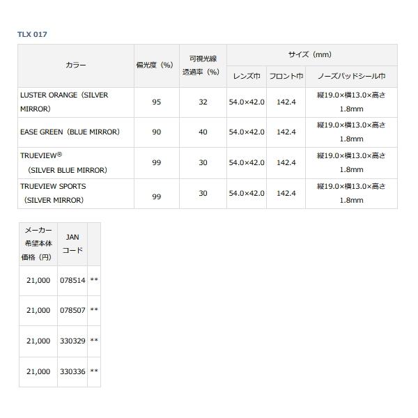 DAIWA（釣り） ダイワ TLX 017 トゥルービュー/シルバーブルーミラー : 釣具総合卸売販売 フーガショップ2 - 通販 - Yahoo!ショッピング