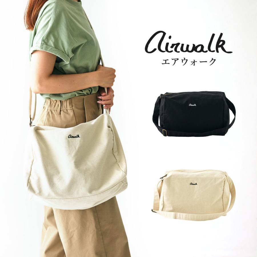 AIRWALK（エアウォーク） BOXショルダーバッグ 男女兼用 メンズ レディース ペットボトルが入る 箱型 帆布 キャンバス コットン 大 ...