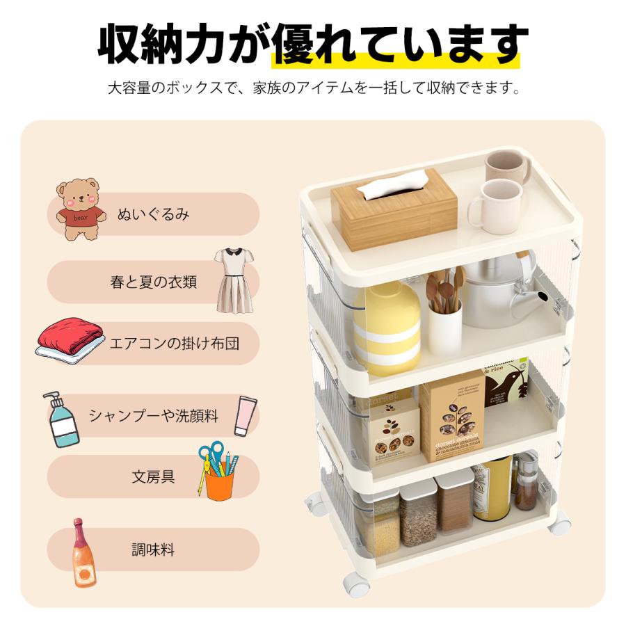 収納ボックス 3段/4段/5段タイプ プラスチック 大容量 おしゃれ 透明 折りたたみ キャスター付き 衣類 おもちゃ 収納ケース キャンバス ボックス : Fuji-Phantom - 通販 ...