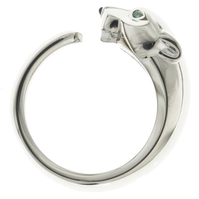 (美品) カルティエ CARTIER パンテール マサイ リング K18 WG × ツァボライトガーネット × オニキス #54 B4099500 証明書 9078 :ca-9078 ...