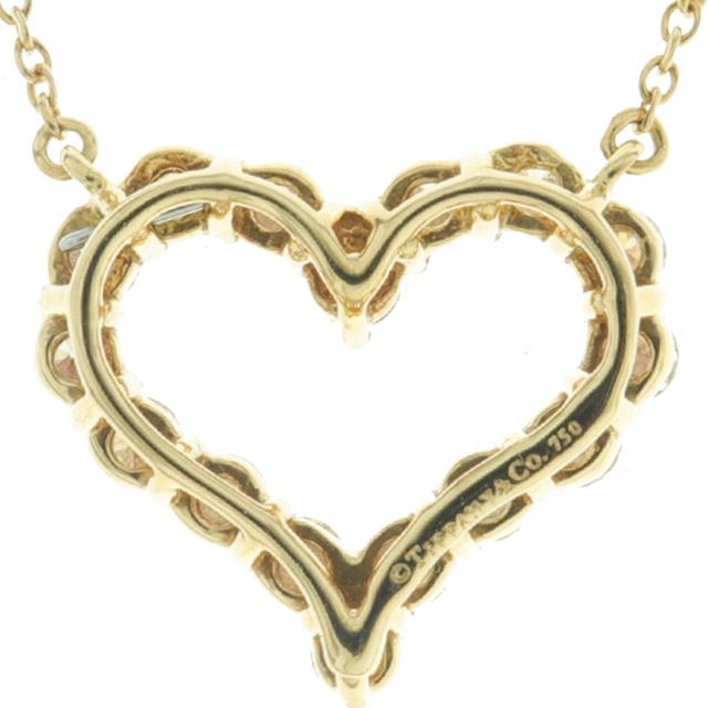 TIFFANY&Co. (新品仕上げ済）ティファニー TIFFANY センチメンタル ハート ダイヤ ネックレス スモール K18 YG × 16石 ペンダント 8853 : 藤野質店 Y ...
