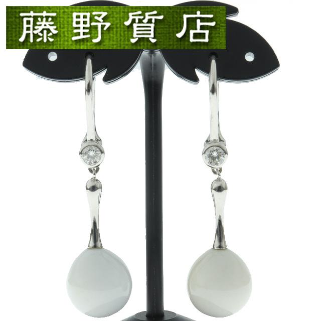 TIFFANY&Co. ティファニー TIFFANY カルセドニー ダイヤ ピアス 色石 K18 WG ホワイトゴールド × ホワイトカルセドニー イヤリング 8907 : 藤野質店 Y ...