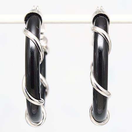 18金ホワイトゴールド オニキスフープピアス : Cuore Cuore Yahoo!ショップ - 通販 - Yahoo!ショッピング