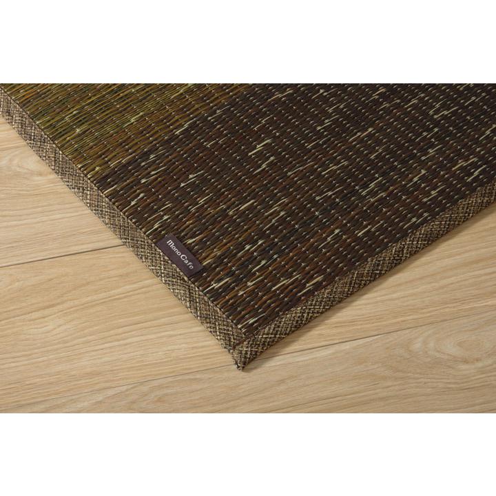 ラグ マット 小林製薬 持続性抗菌剤 KOBA-GUARD 制菌 防臭 滑止 不織布 夏 い草 グラデーション 【ブラウン】 約60×180 ...