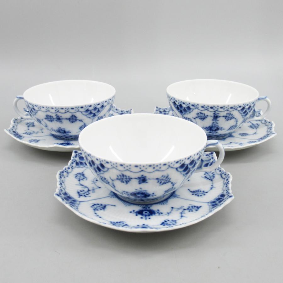 ROYAL COPENHAGEN Royal Copenhagen ロイヤルコペンハーゲン ブルーフルーテッド フルレース ティーカップ ...