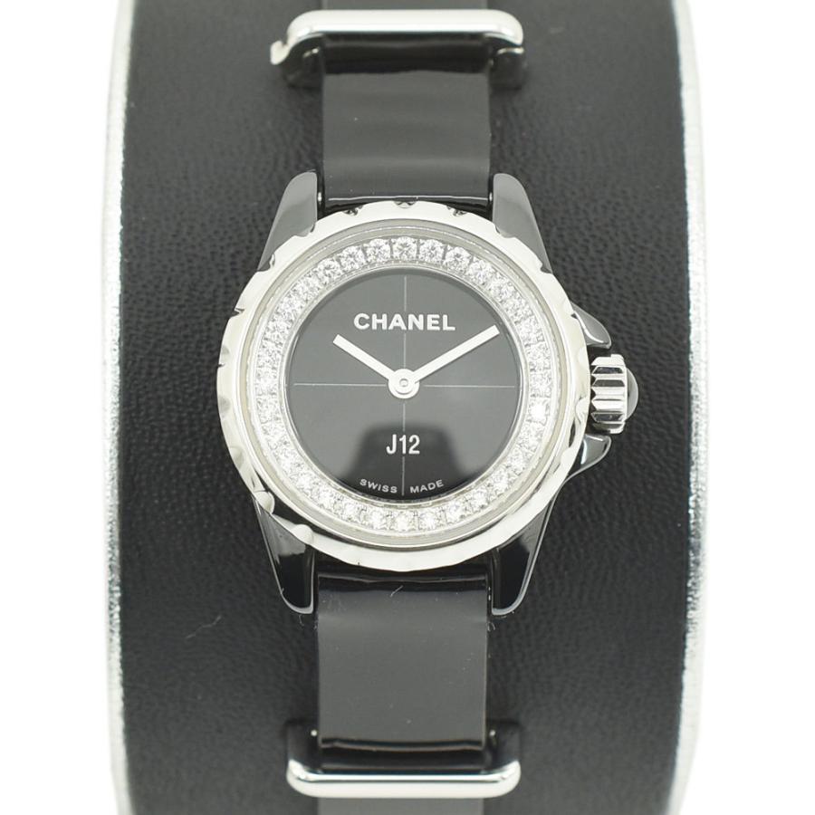 CHANEL シャネル 腕時計 J12 XS レディースウォッチ バングルウォッチ ダイヤベゼル H4663 セラミック/ダイヤ/レザー ブラック レディース 中古 送料無料 : ブランド ...