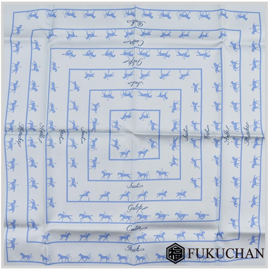 HERMES（エルメス） カレ40 プチカレ Saut Galop Canter Rack ブルー