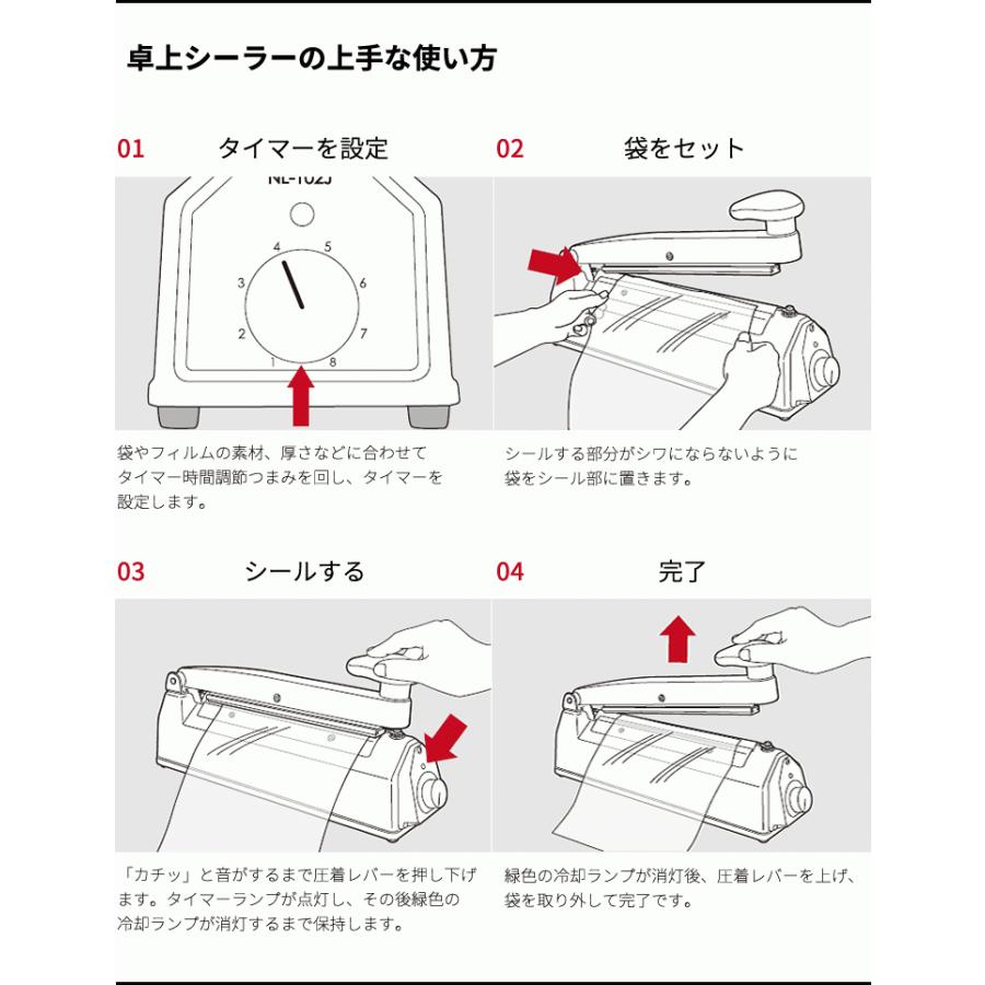 石崎電機製作所 SURE（シュアー） 卓上シーラー NL-103J : 2550-00155-0101 : 袋の王国 - 通販 - Yahoo!ショッピング