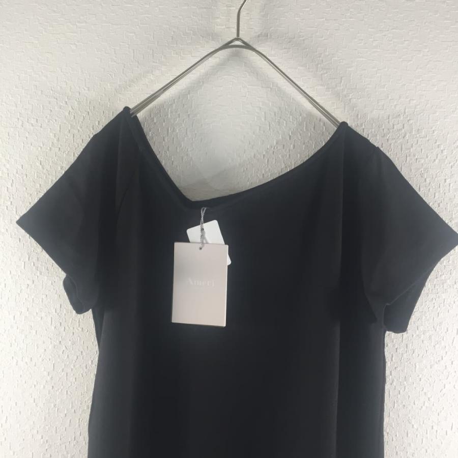 Ameri（アメリ） Ameri MEDITTERA LINE アメリヴィンテージ MEDI CUT NECKLINE LOW FLARE DRESS ネックラインローフレアドレス 半袖ロング ...