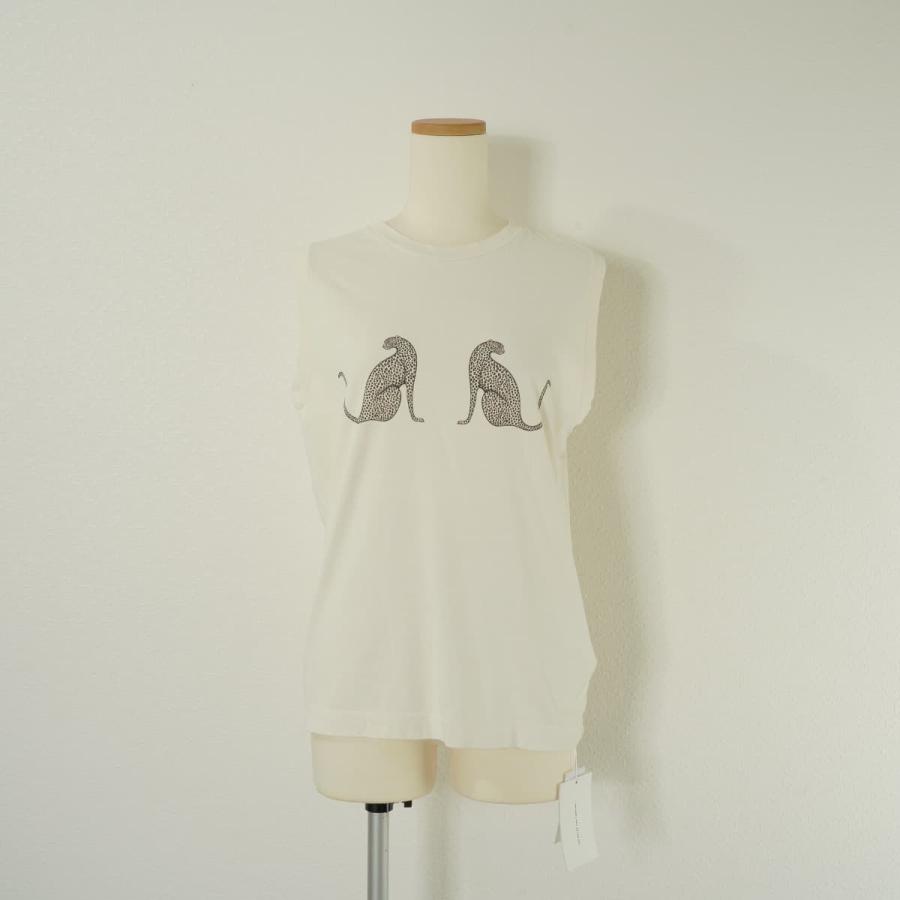 未使用 AMERI アメリ MEDI WHITE TWIN CHEETAH TANK タンクトップ チーター ノースリーブ トップス プルオーバー ...