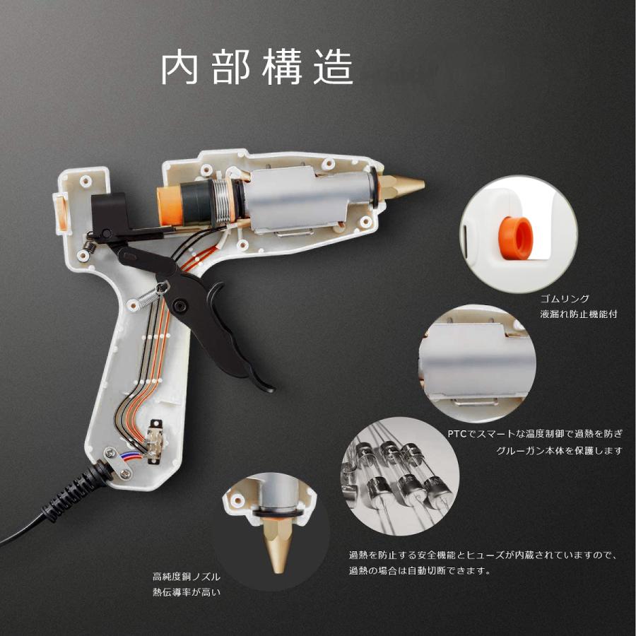 グルーガン 超強力グルーガンキット ホットメルトガン 銅ノズル 高温タイプ 温度調整 強力粘着 60/100W DIY プラスチック接着 グルースティック10本付き : 福東商事 - 通販 ...