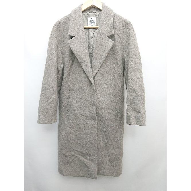 HAMILTON LAMBS WOOL ハミルトンラムズウール ウール混 シンプル 通勤 長袖 コート サイズS グレージュ系 レディース P ...