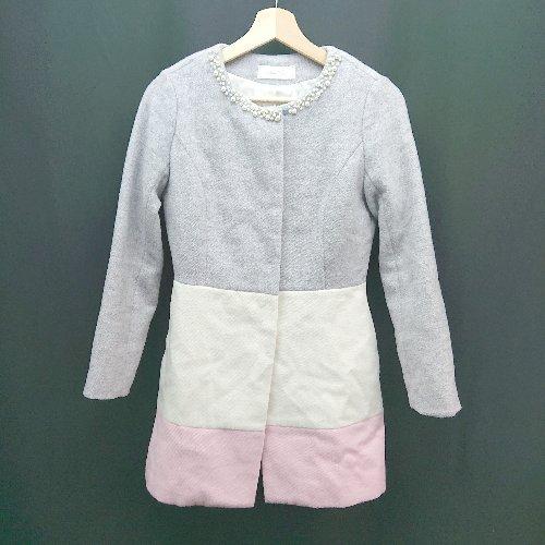 michellMacaron ミシェルマカロン 起毛 裏地 パール ボタン 秋冬物 長袖 コート サイズXS グレー ピンク レディース E : フクワウチ - 通販 - Yahoo!ショッピング