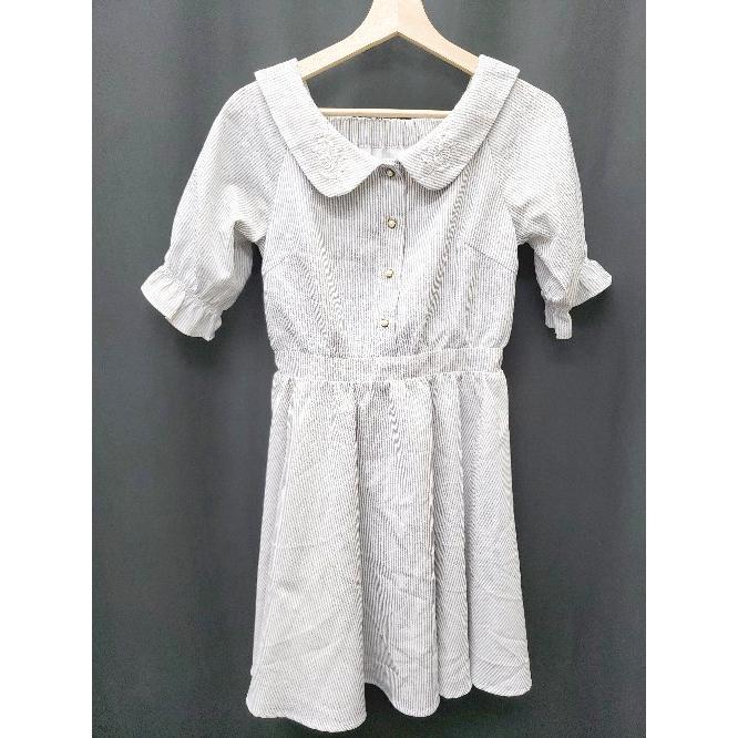 Cherite by PRIME PATTERN ストライプ 半袖 ミニ丈 ワンピース サイズM グレー ホワイト レディース P : フクワウチ - 通販 - Yahoo!ショッピング